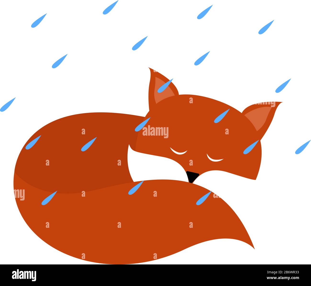 Fox on the rain, illustration, vector on white background Stock Vector ...