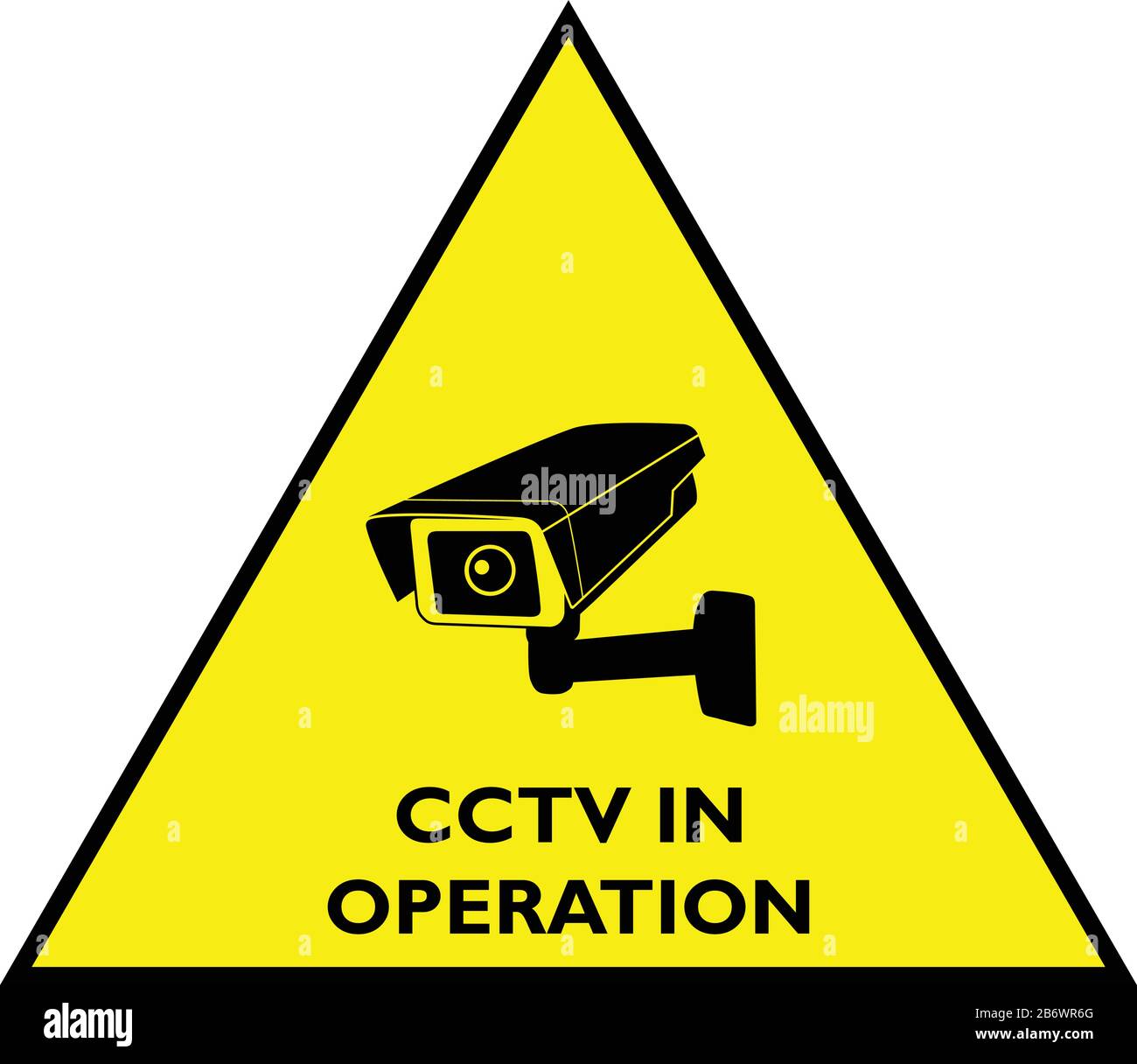 Attention cctv in operation yellow triangle sign Stock Vector Image ...