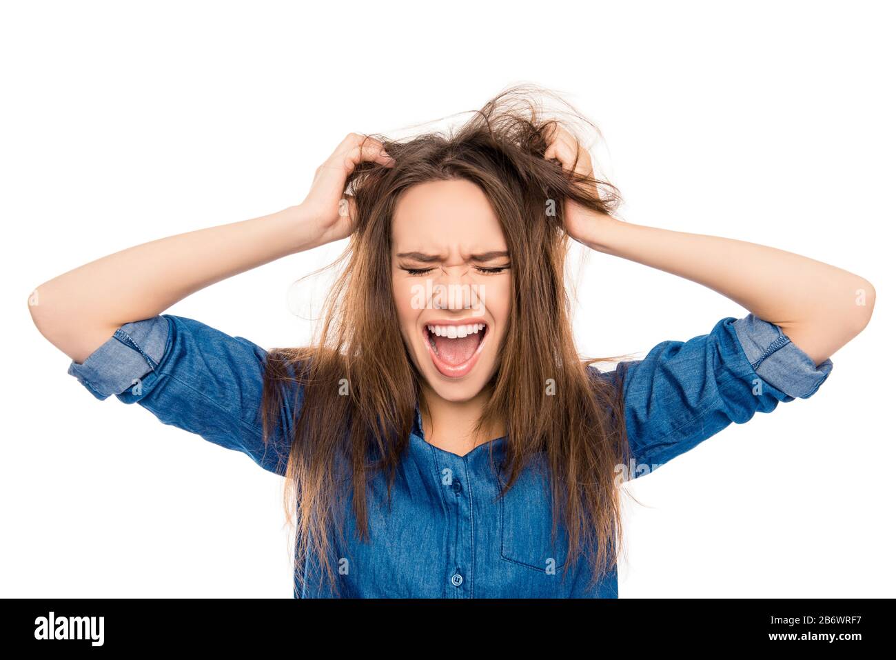 Woman hair salon sad hi-res stock photography and images - Alamy