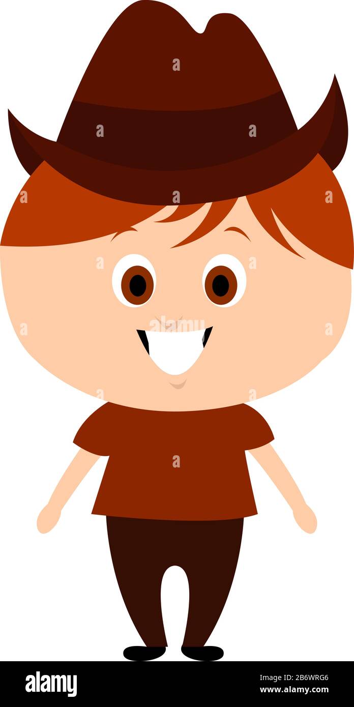 Little cowboy, illustration, vector on white background Stock Vector ...