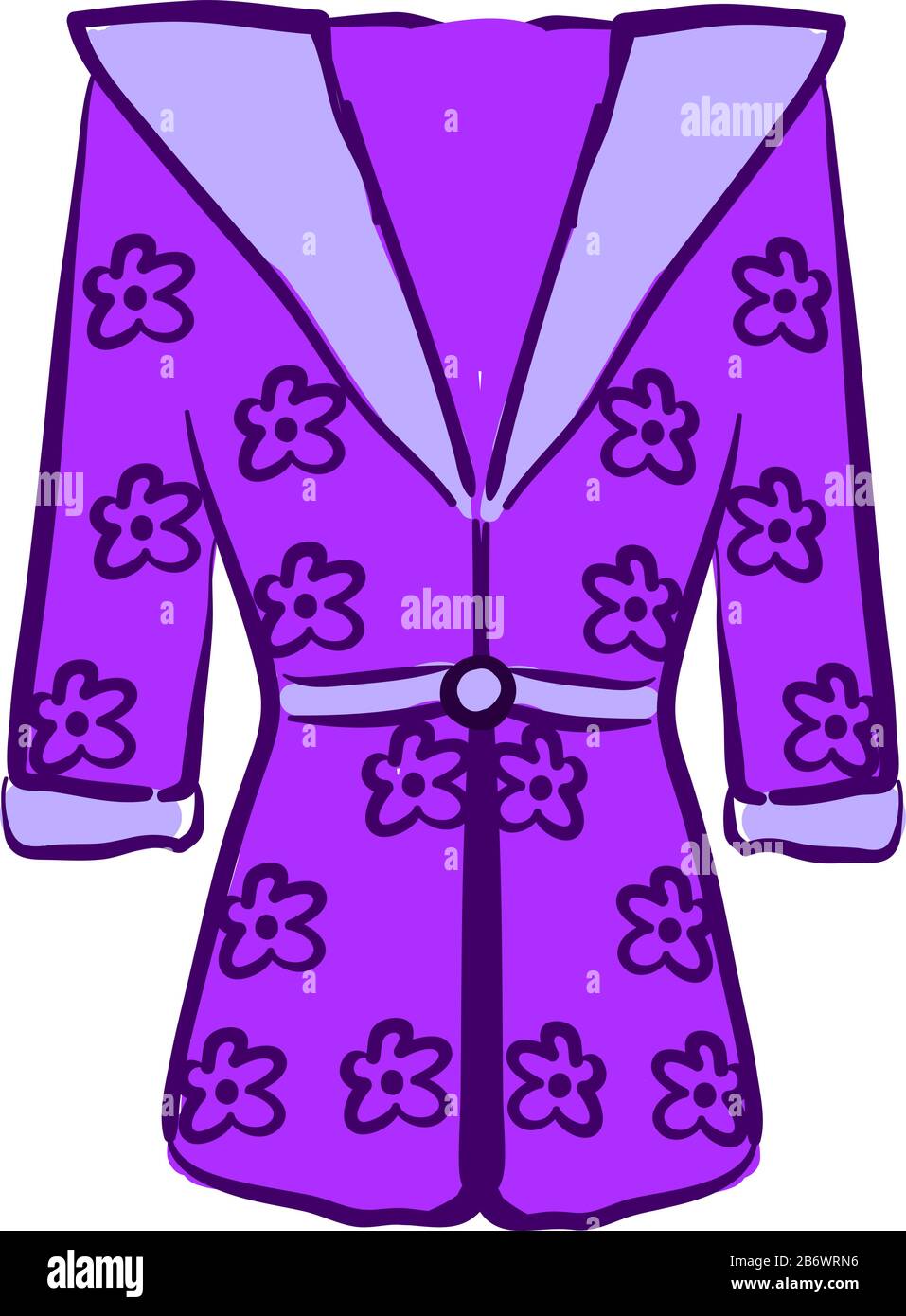 Purple bathrobe, illustration, vector on white background Stock Vector ...