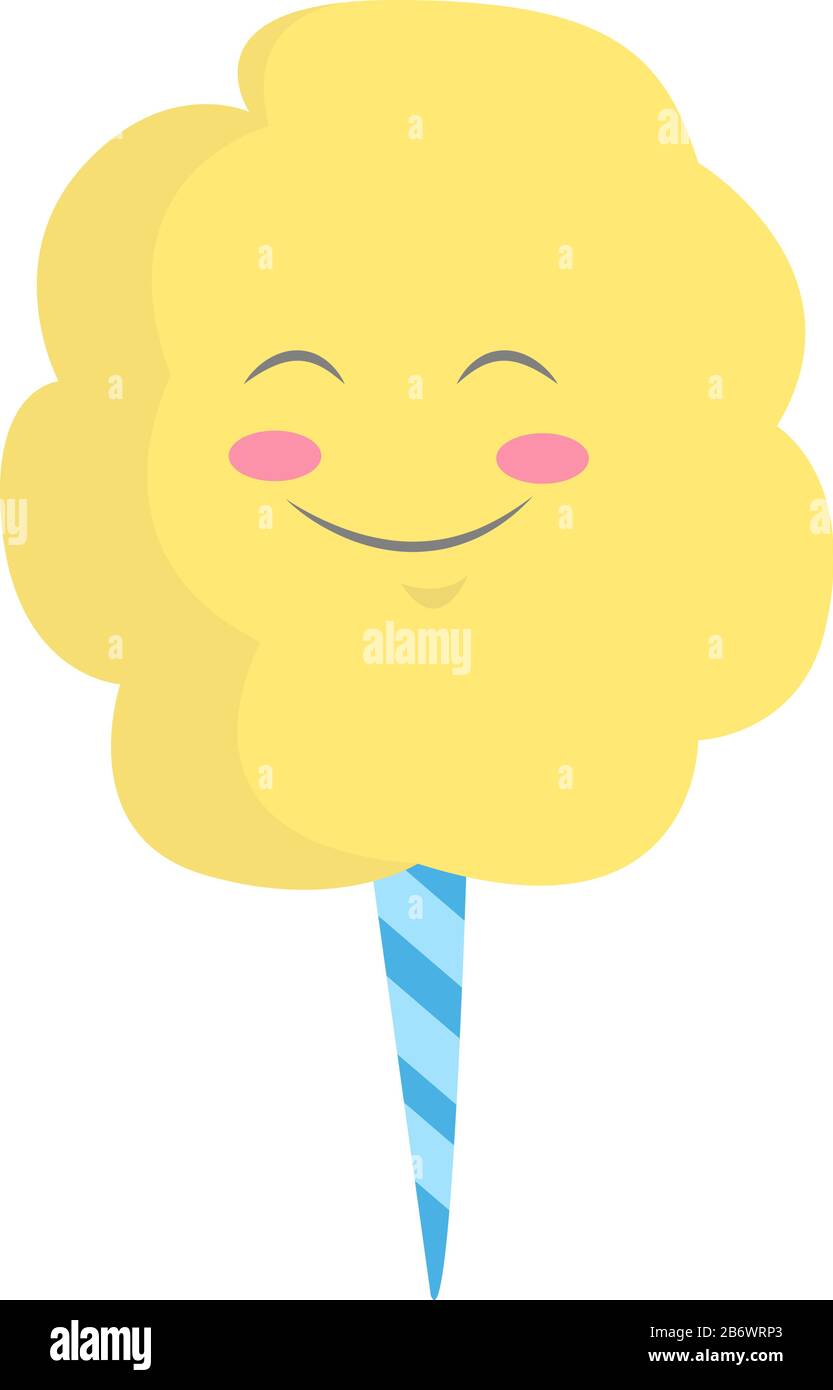 Yellow cotton candy, illustration, vector on white background Stock ...