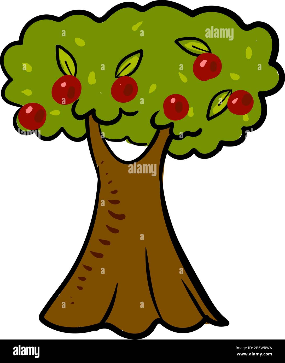 Apple tree, illustration, vector on white background Stock Vector Image ...