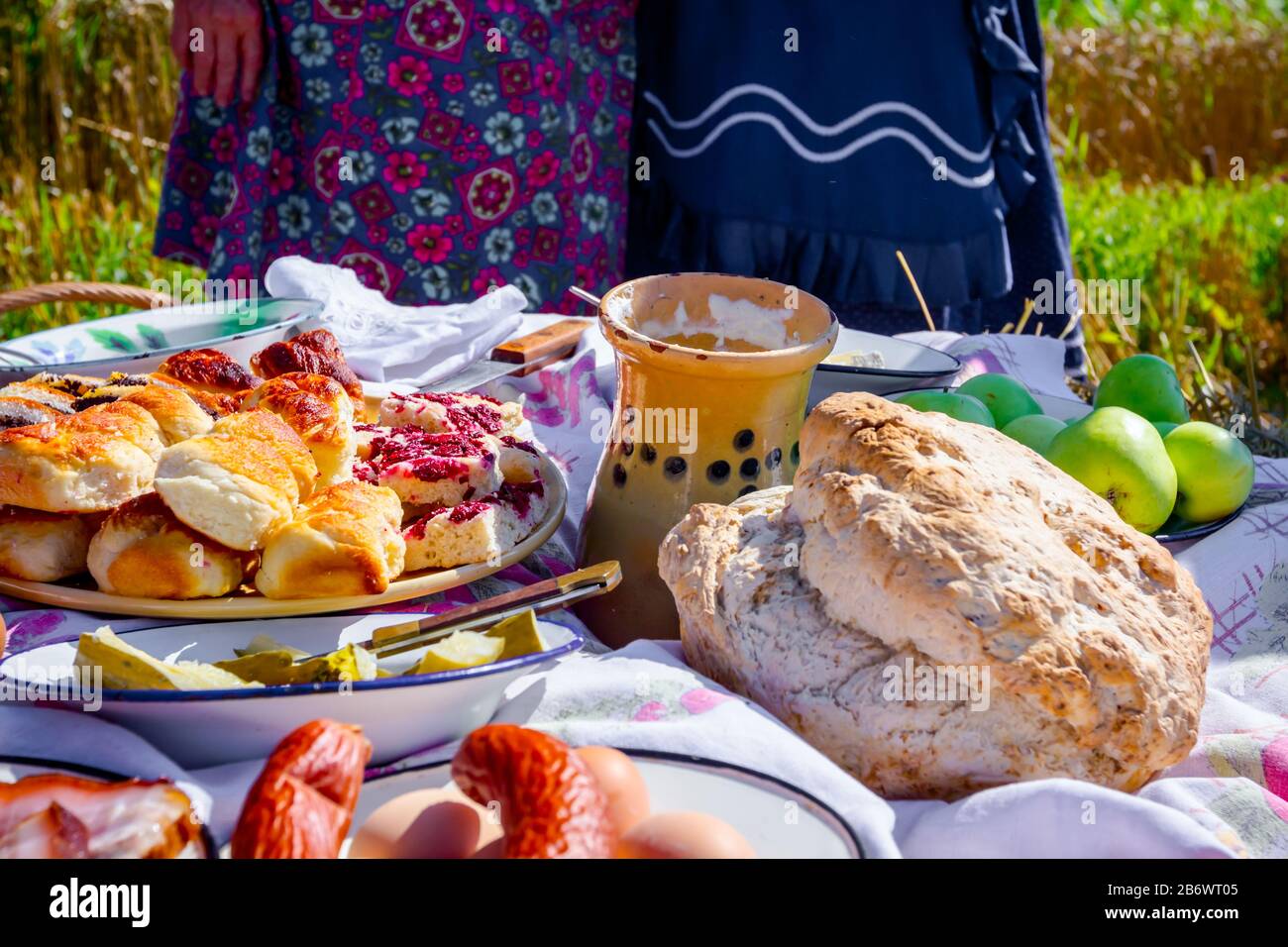 Traditional meal, breakfast in open at the time of harvest Stock Photo ...
