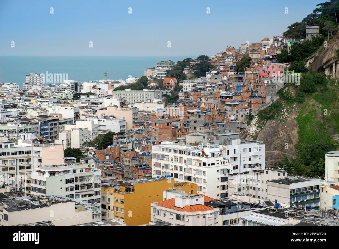 Brazil, Rio de Janeiro. Slum dwellings in Pavao Pavaozinho favela just ...