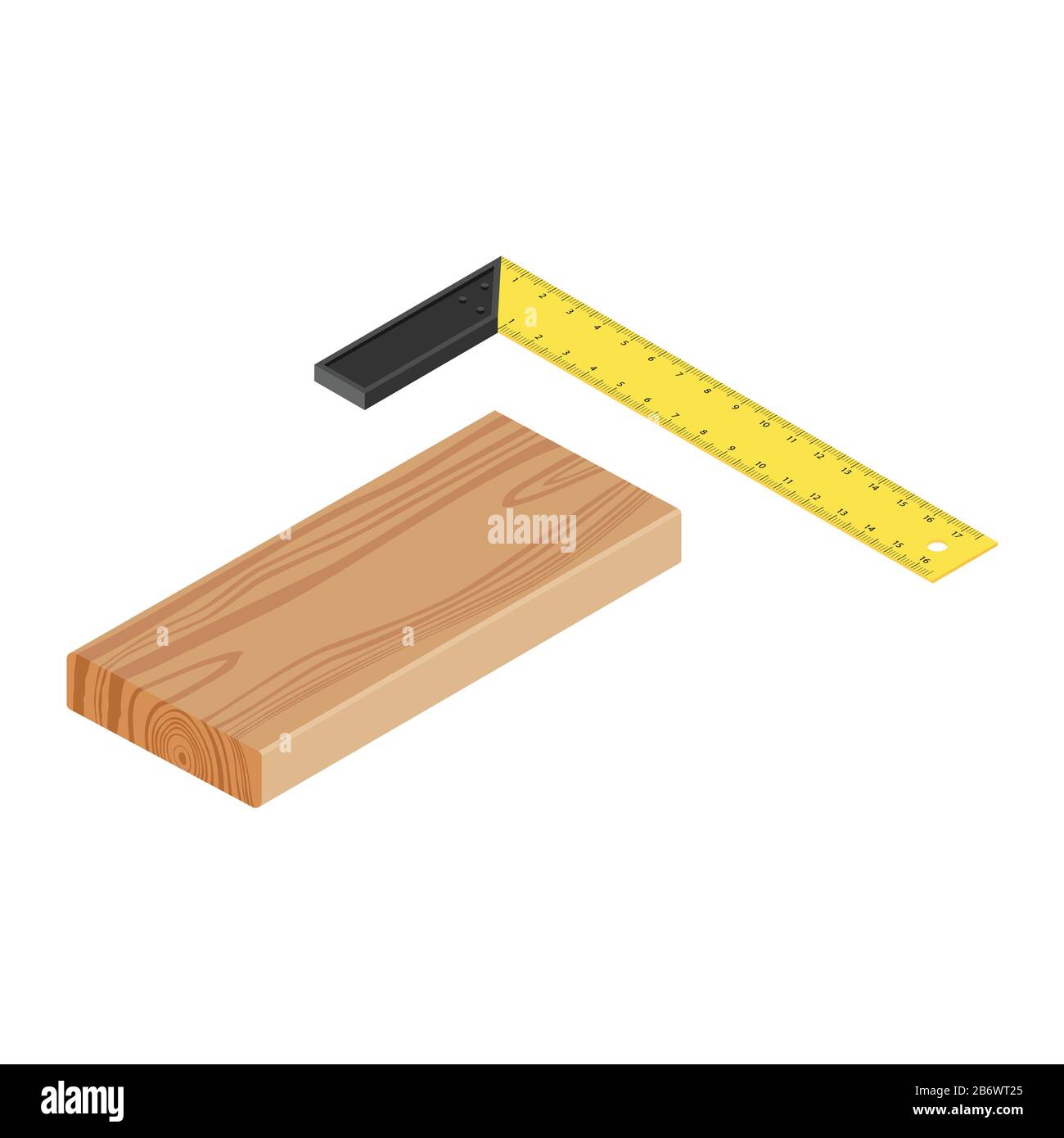 Try Square Ruler with Plastic Handle and wooden timber plank isolated ...