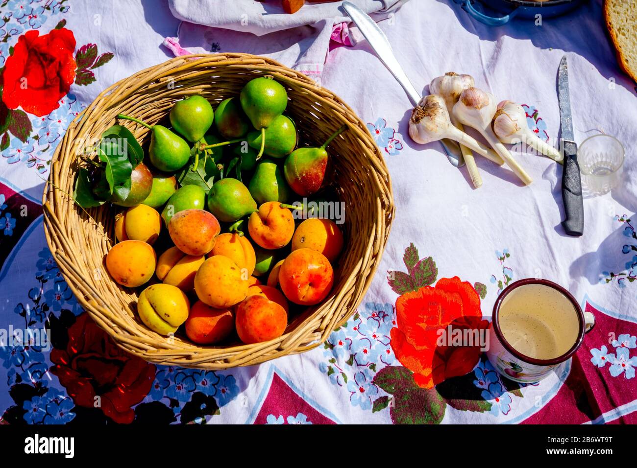 Traditional meal, breakfast in open at the time of harvest Stock Photo ...