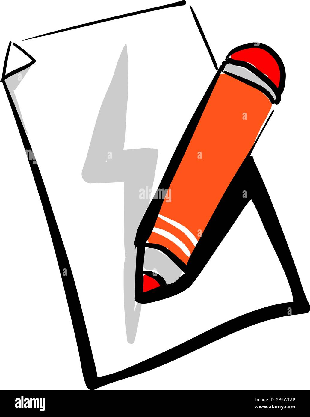 Pen on a paper, illustration, vector on white background Stock Vector ...
