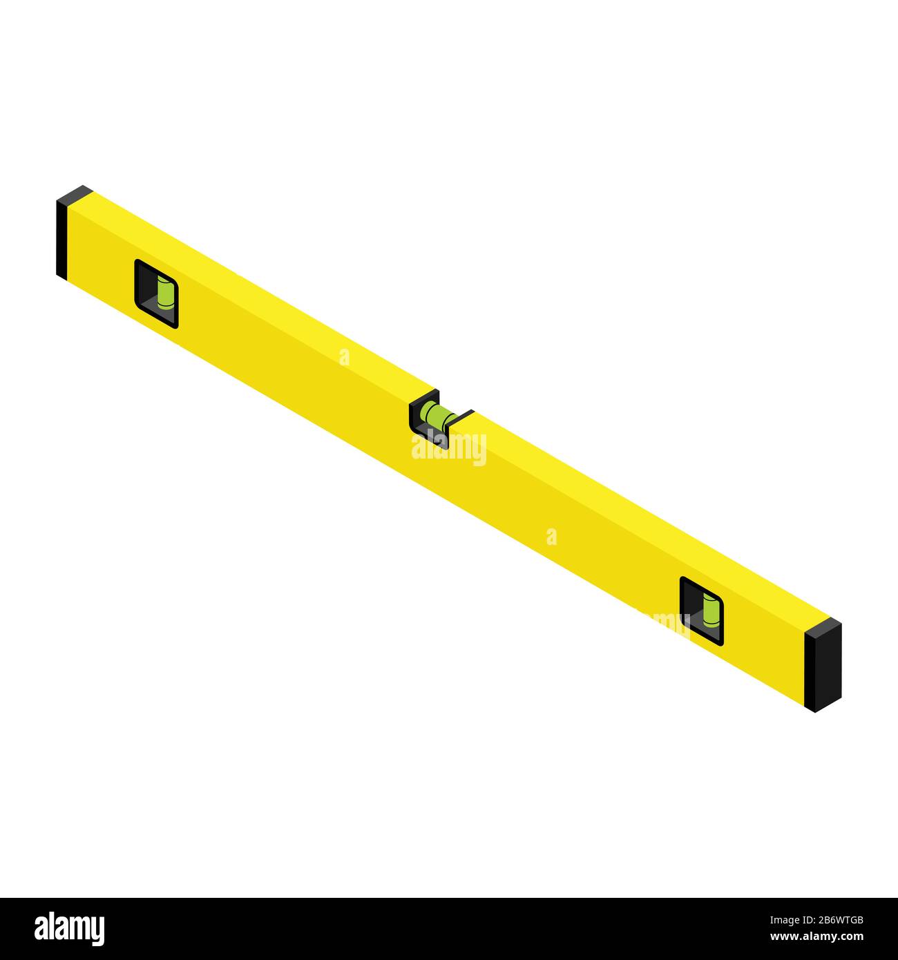 Yellow spirit level isolated on white background isometric view Stock ...