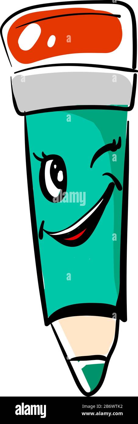 Happy pencil, illustration, vector on white background Stock Vector ...