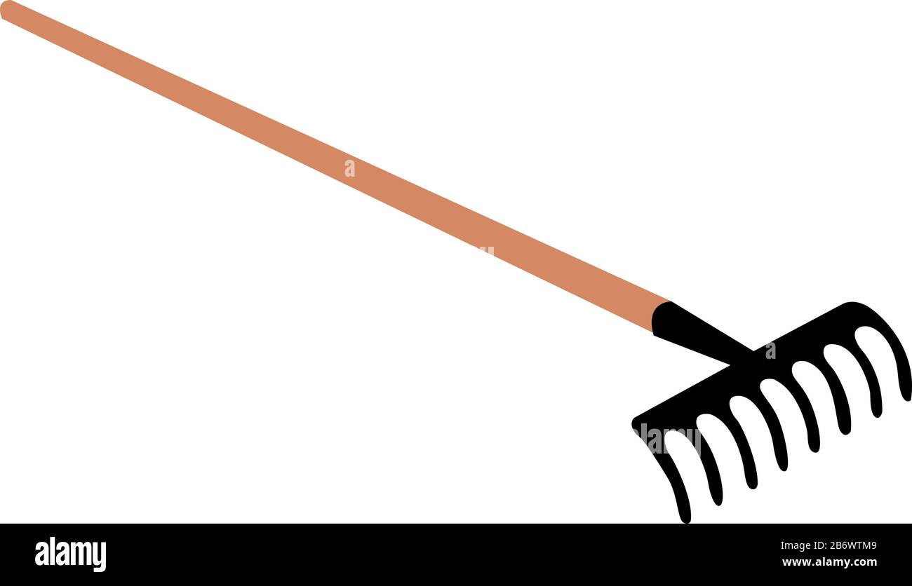 Rake for gardening, illustration, vector on white background Stock ...