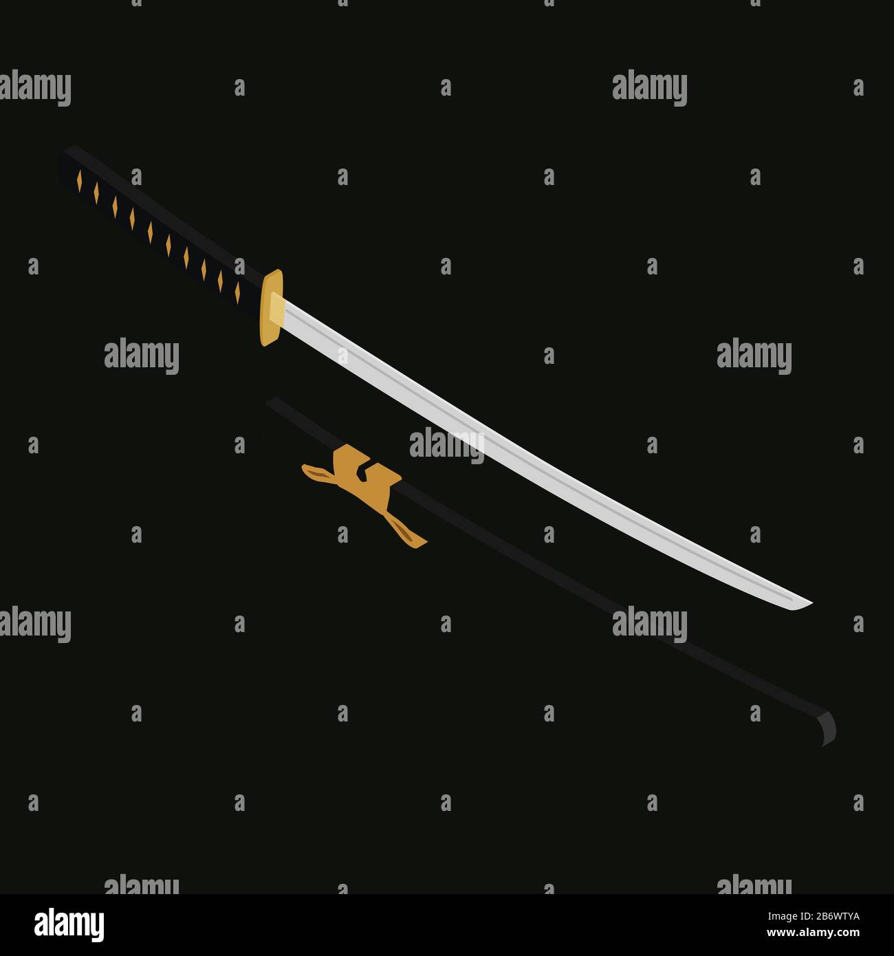 Japanese katana sword vector. Samurai sword, traditional weapon Stock ...