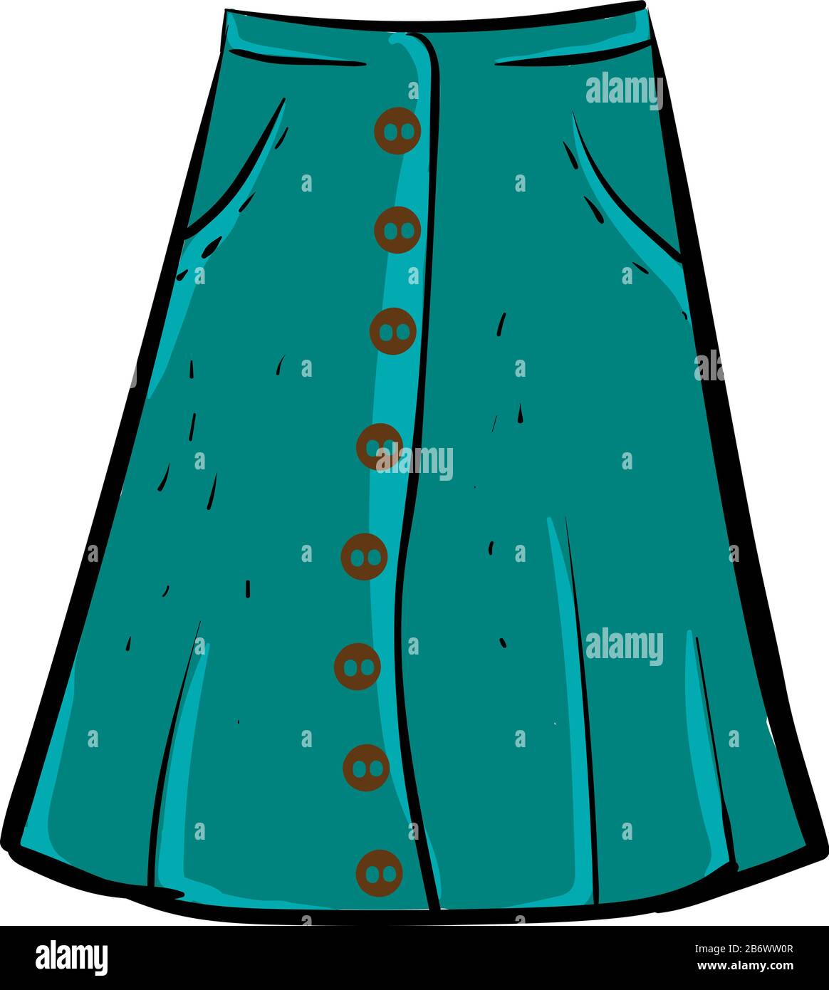 Long denim skirt, illustration, vector on white background Stock Vector ...