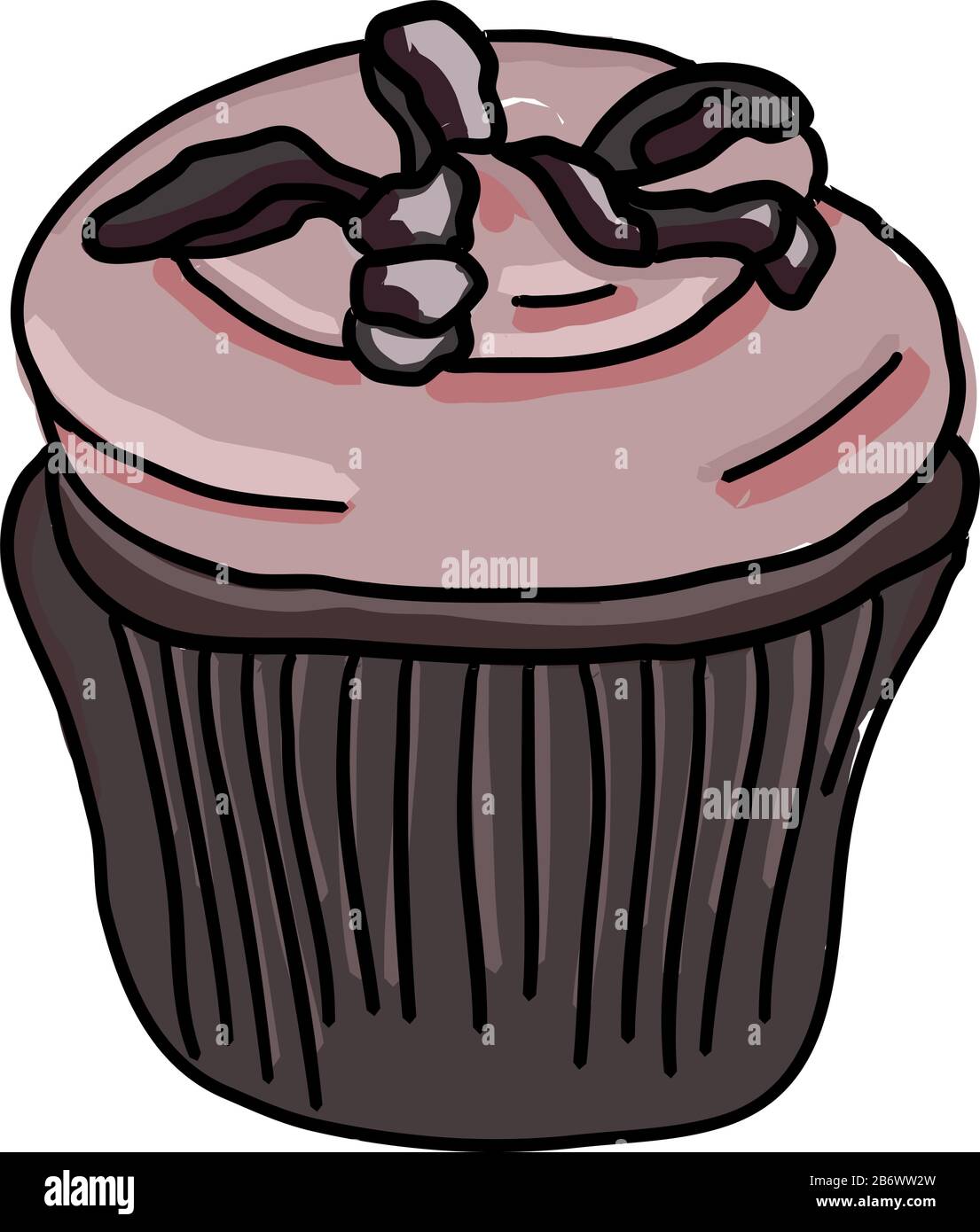 Brown cupcake, illustration, vector on white background Stock Vector ...