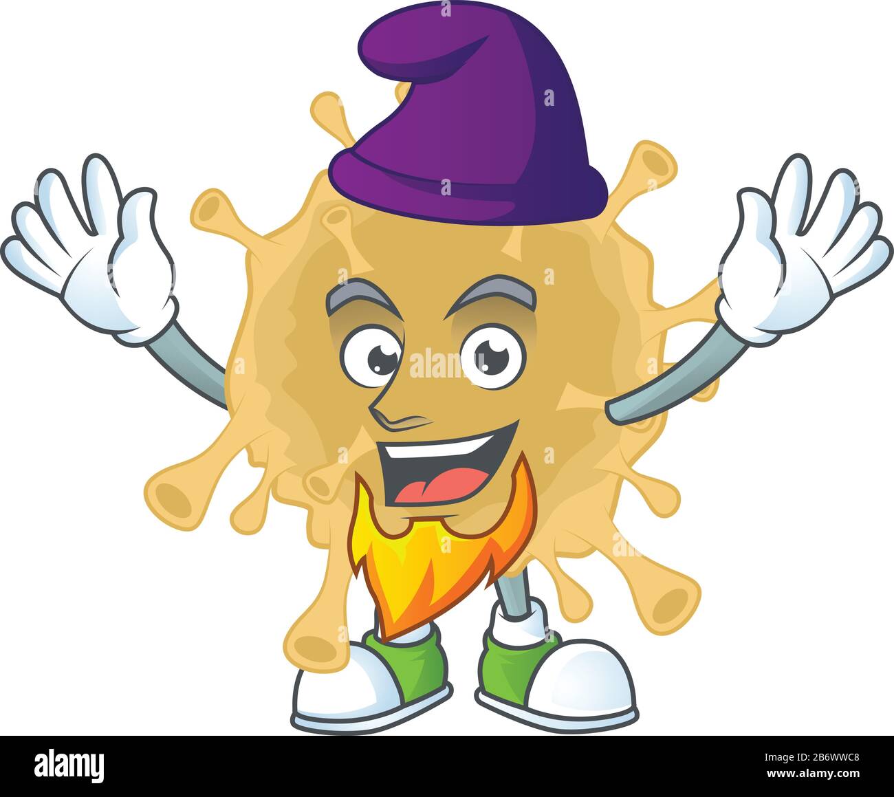 Cute cartoon design of coronavirus particle performed as an Elf Stock ...