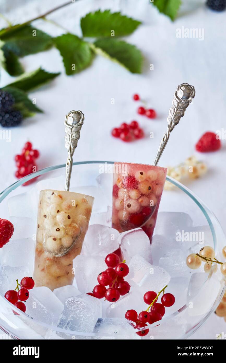 Children investigating food. Series: Finished popsicles with frozen ...