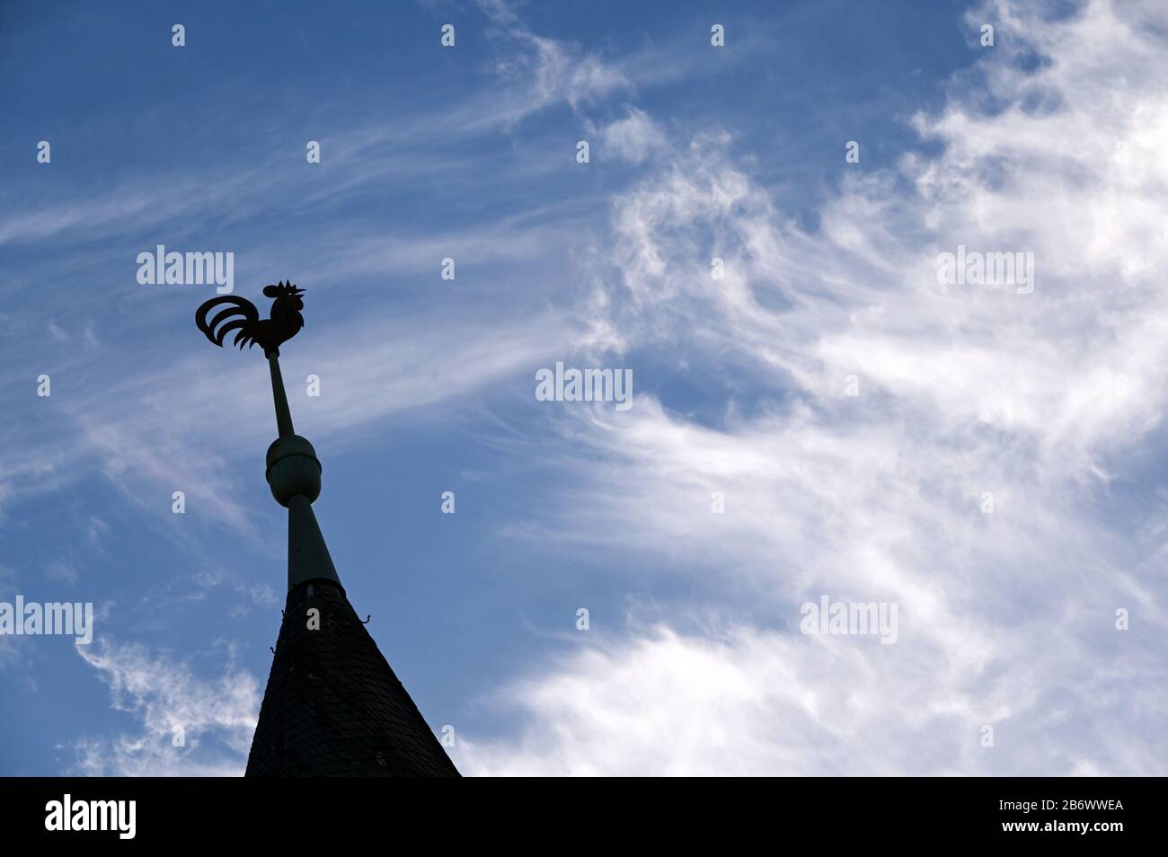Kassel, Germany. 12th Mar, 2020. The weathercock at the top of the ...
