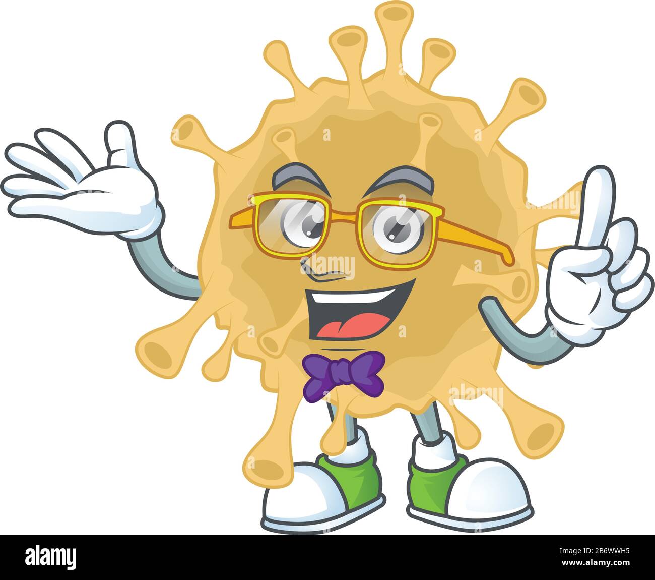 Super Funny coronavirus particle in nerd mascot design style Stock ...