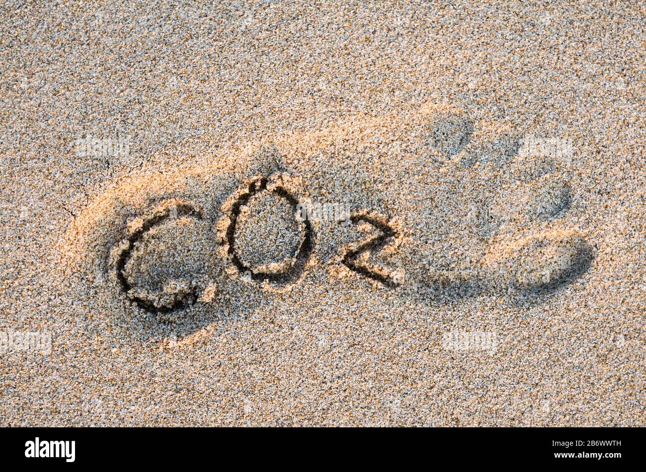 Eco-friendly carbon footprint message with handwritten CO2 text in the ...