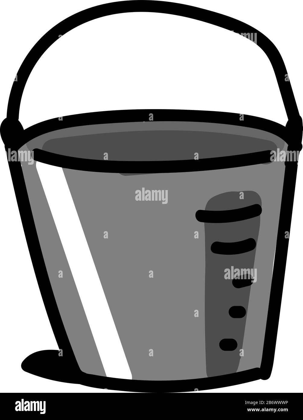 Grey bucket, illustration, vector on white background Stock Vector ...
