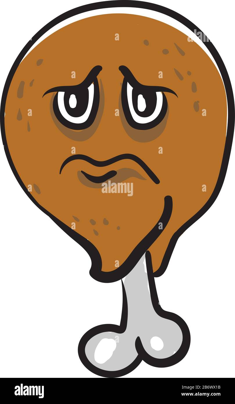 Sad chicken leg, illustration, vector on white background Stock Vector ...