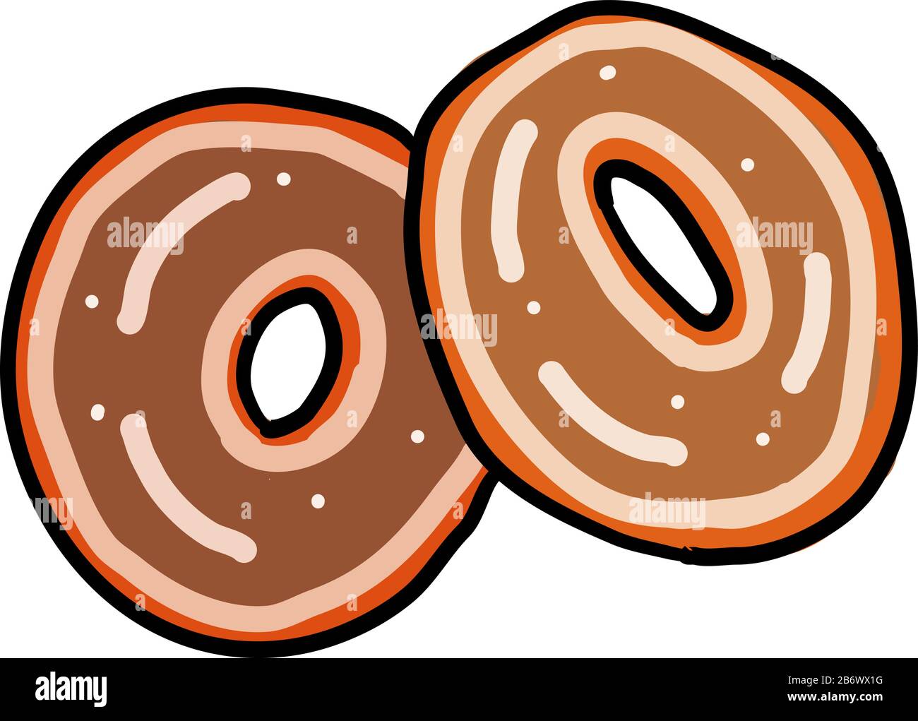 Bagels drawing, illustration, vector on white background Stock Vector ...