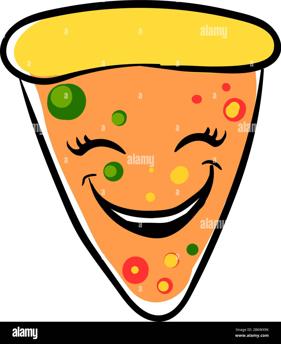 Happy pizza, illustration, vector on white background Stock Vector ...
