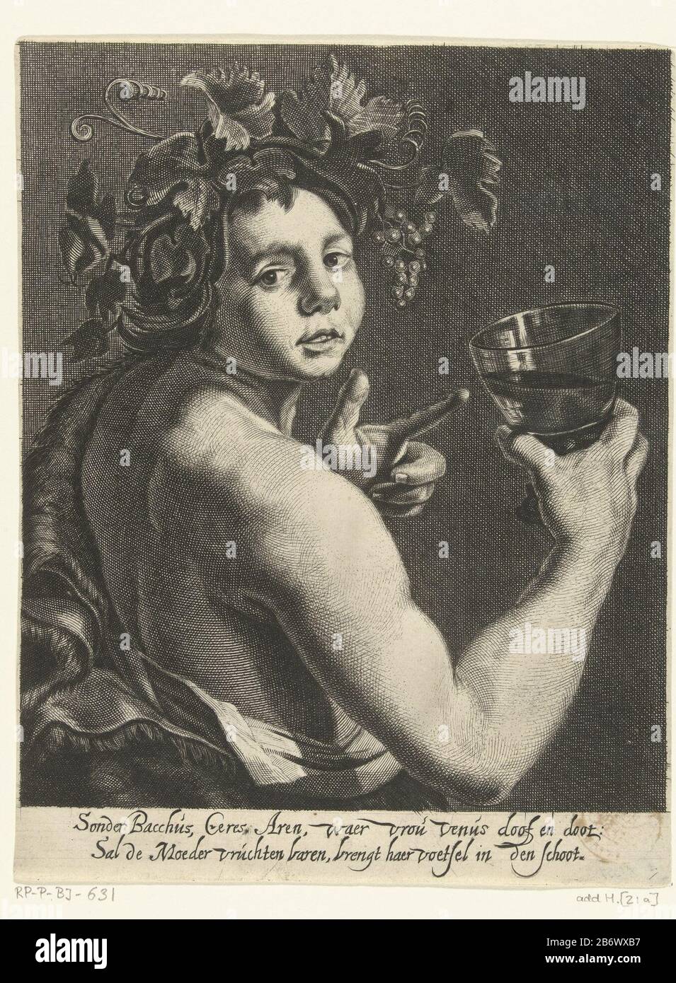 Jonge Bacchus A young Bacchus with a half-filled glass his hand. Among ...