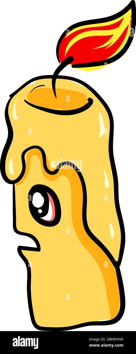 Sad candle, illustration, vector on white background Stock Vector Image ...