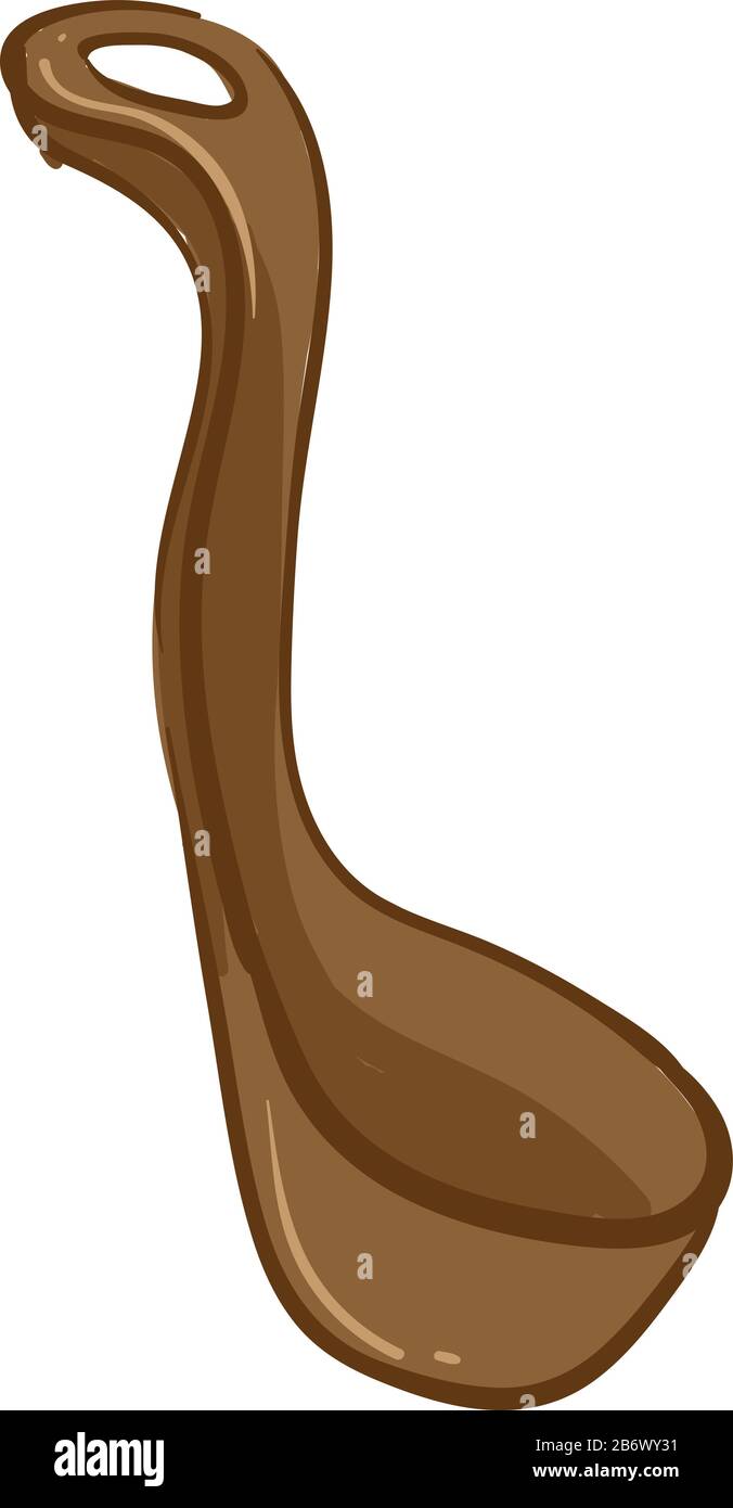 Wooden ladle, illustration, vector on white background Stock Vector ...
