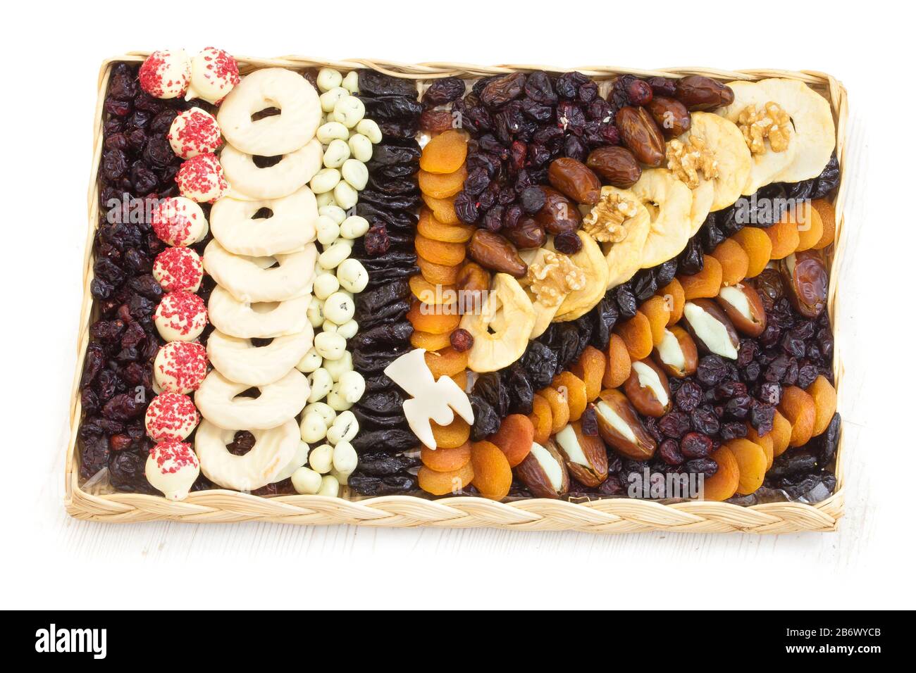 Mixture of dried fruits. Isolated on white background with natural ...