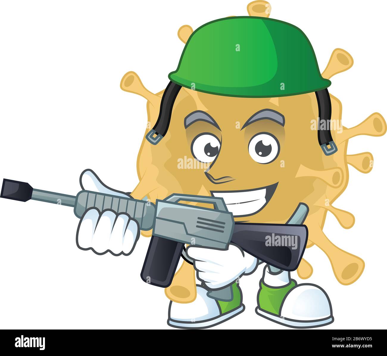 An elegant picture of coronavirus particle as an Army having machine ...