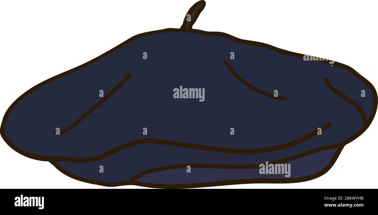 Flat blue beret, illustration, vector on white background Stock Vector ...