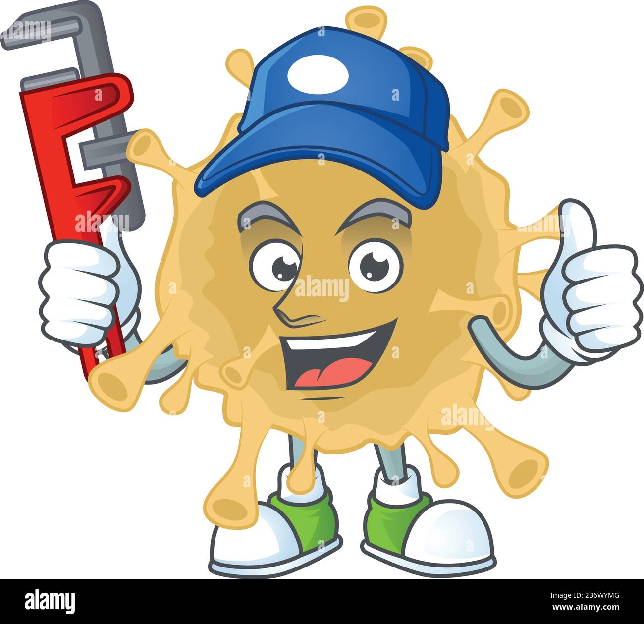 Smart Plumber worker of coronavirus particle cartoon character design ...