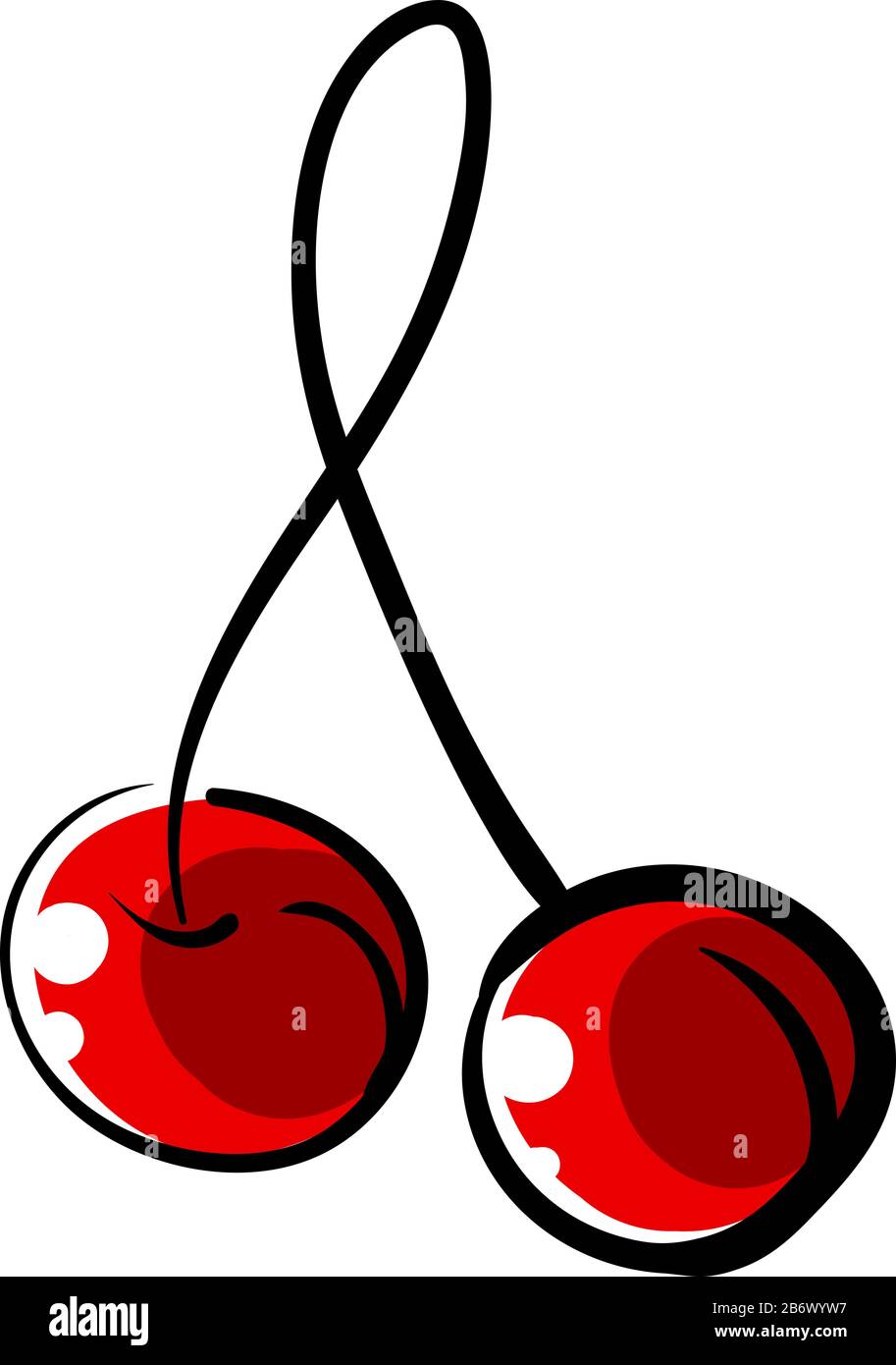 Red cherry, illustration, vector on white background Stock Vector Image ...