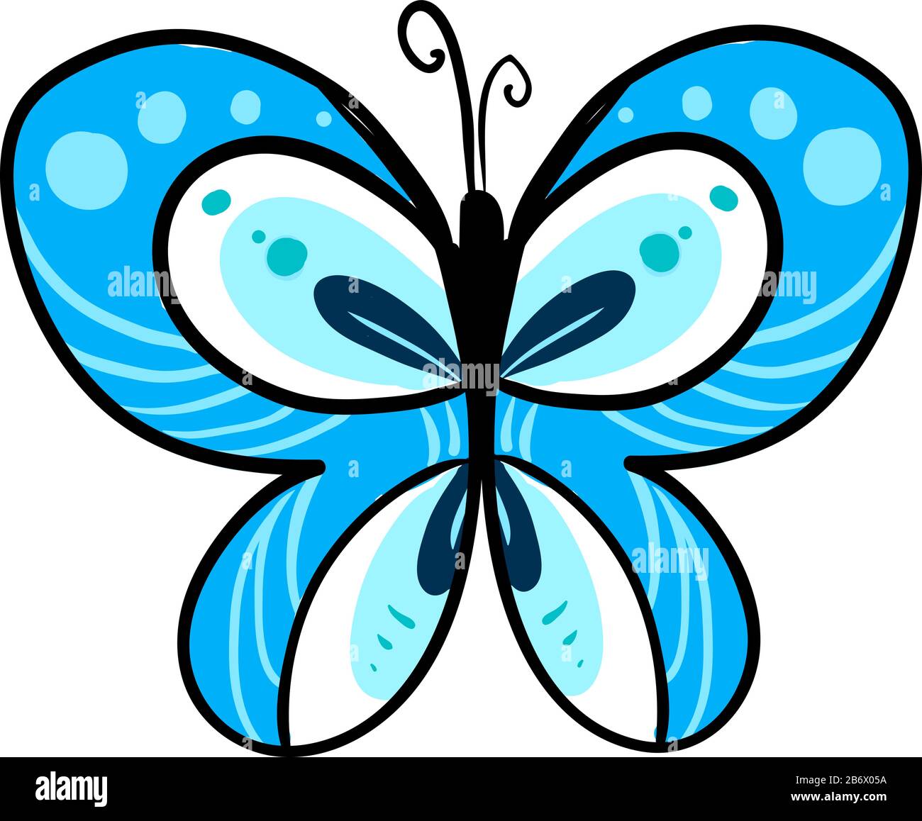 Blue butterfly, illustration, vector on white background Stock Vector ...
