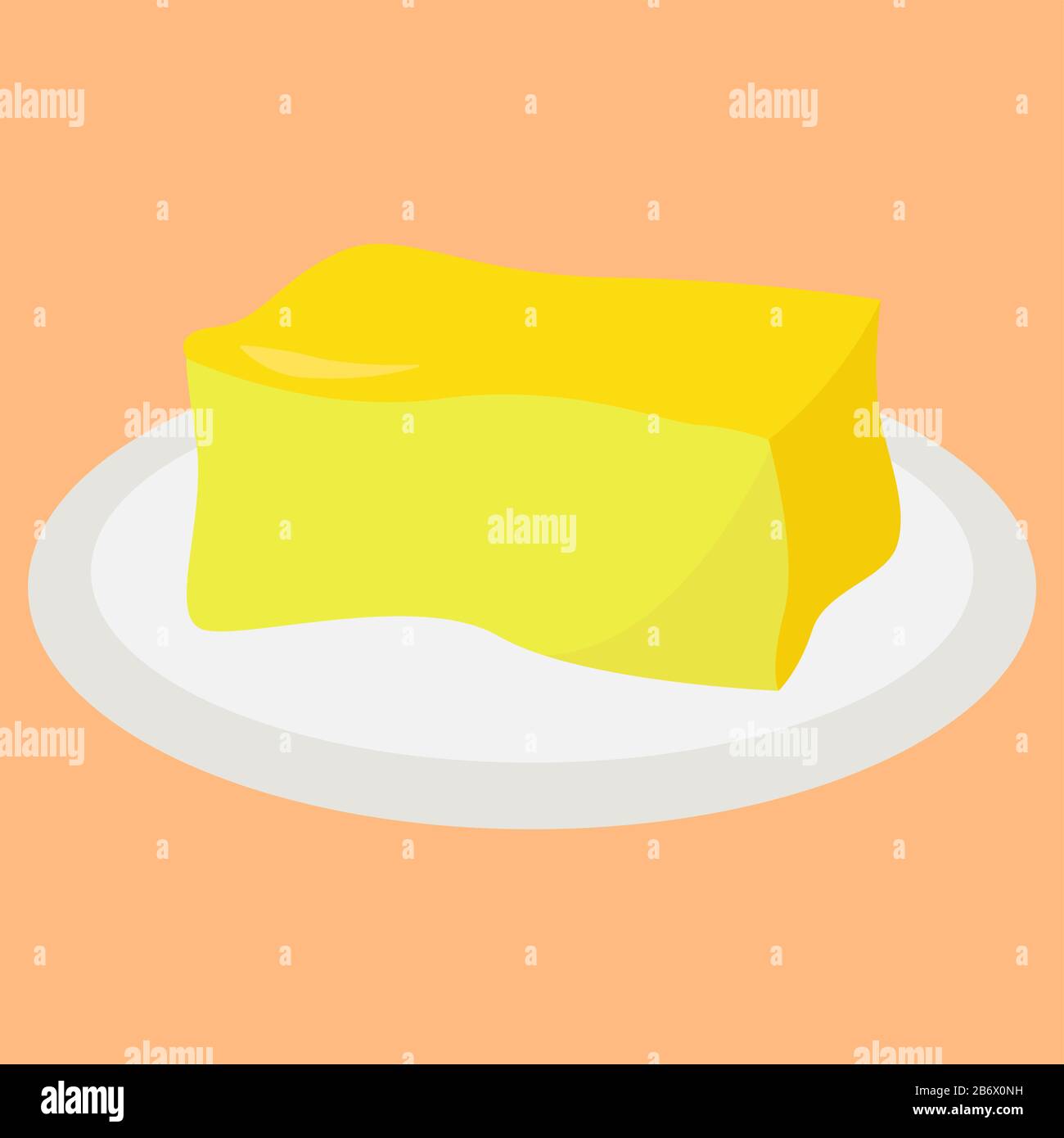 Butter on plate, illustration, vector on white background Stock Vector ...