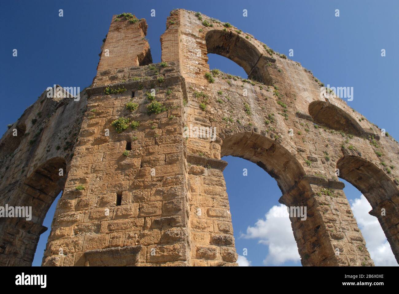 This is ancient ruins of aqueduct. Aspendos or Aspendus was an ancient ...