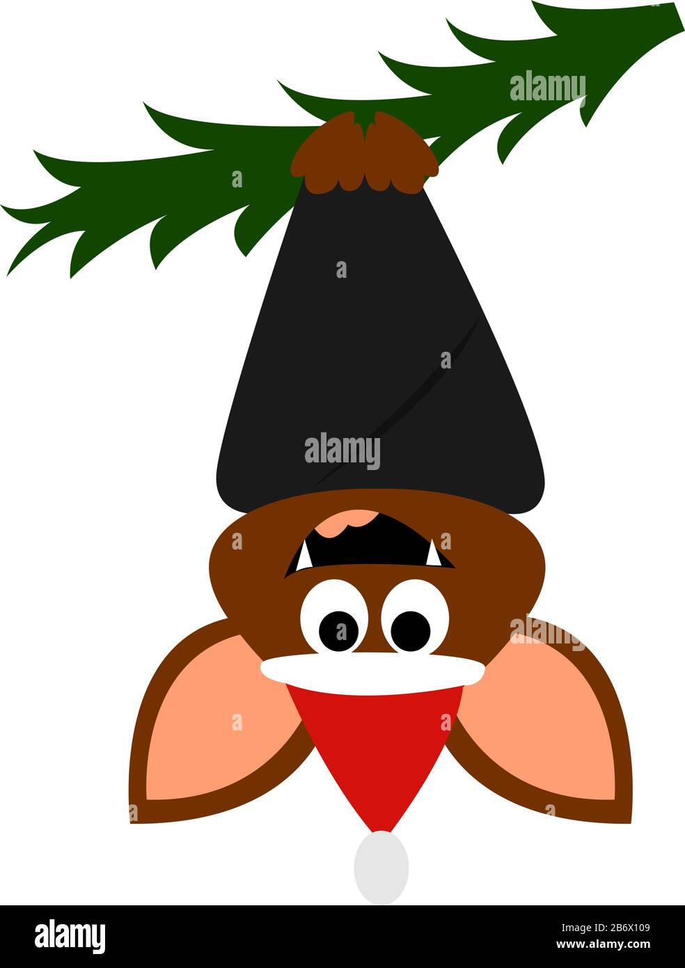 Bat on christmas tree, illustration, vector on white background Stock ...
