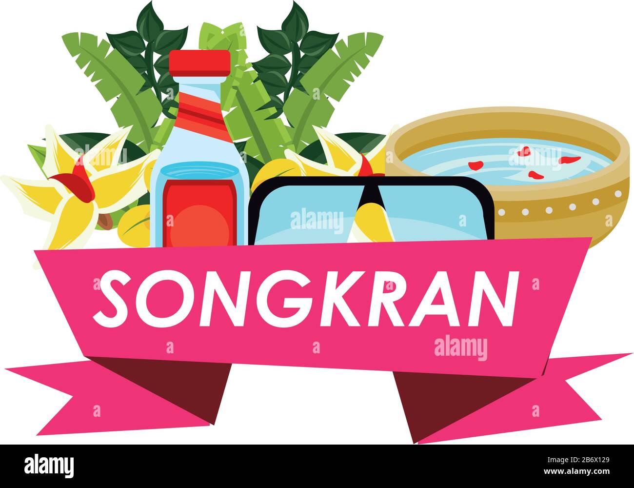 songkran festival ribbon with set icons Stock Vector Image & Art - Alamy