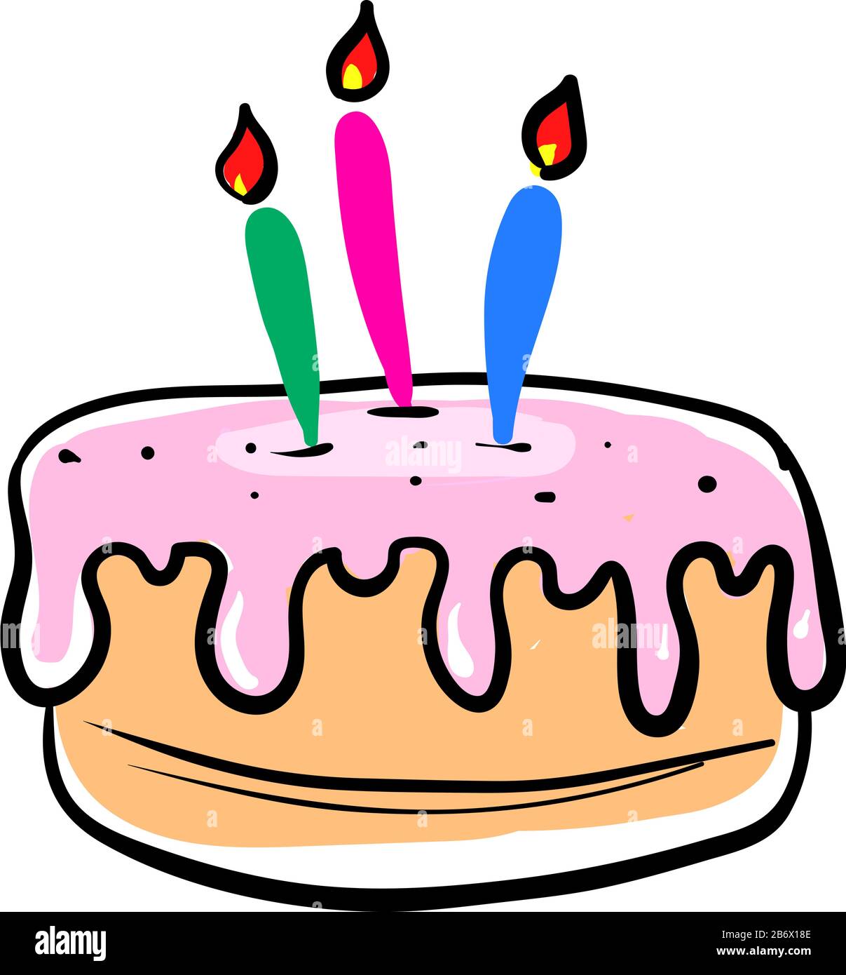 Pink birthday cake, illustration, vector on white background Stock ...