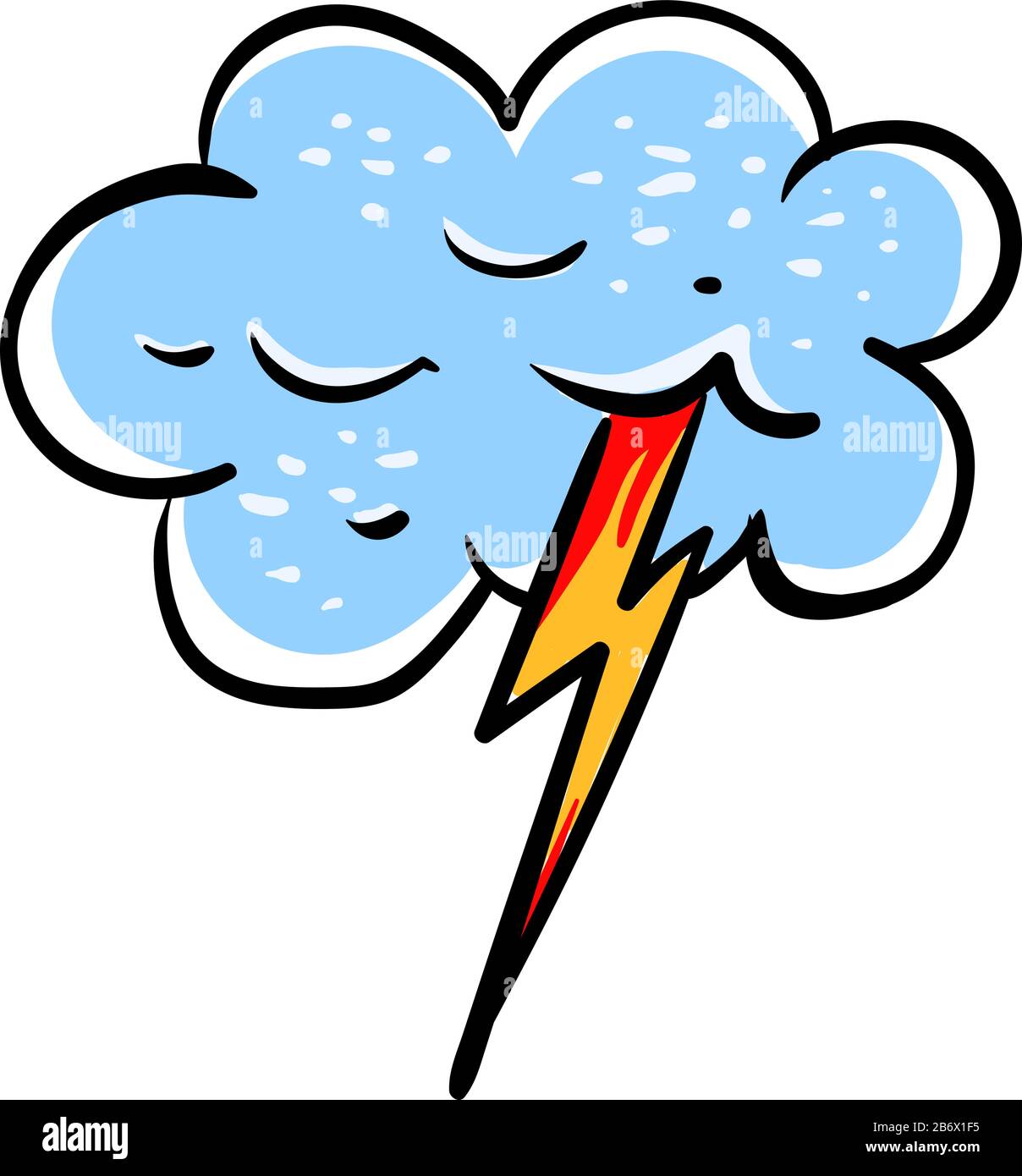 Thunder cloud, illustration, vector on white background Stock Vector ...