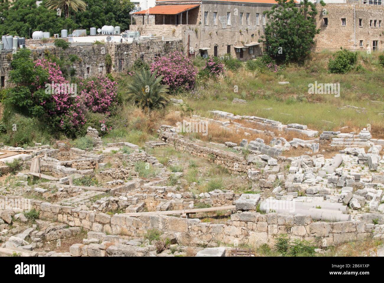 View of the Roman ruins of Byblos. Byblos, Lebanon - June, 2019 Stock ...