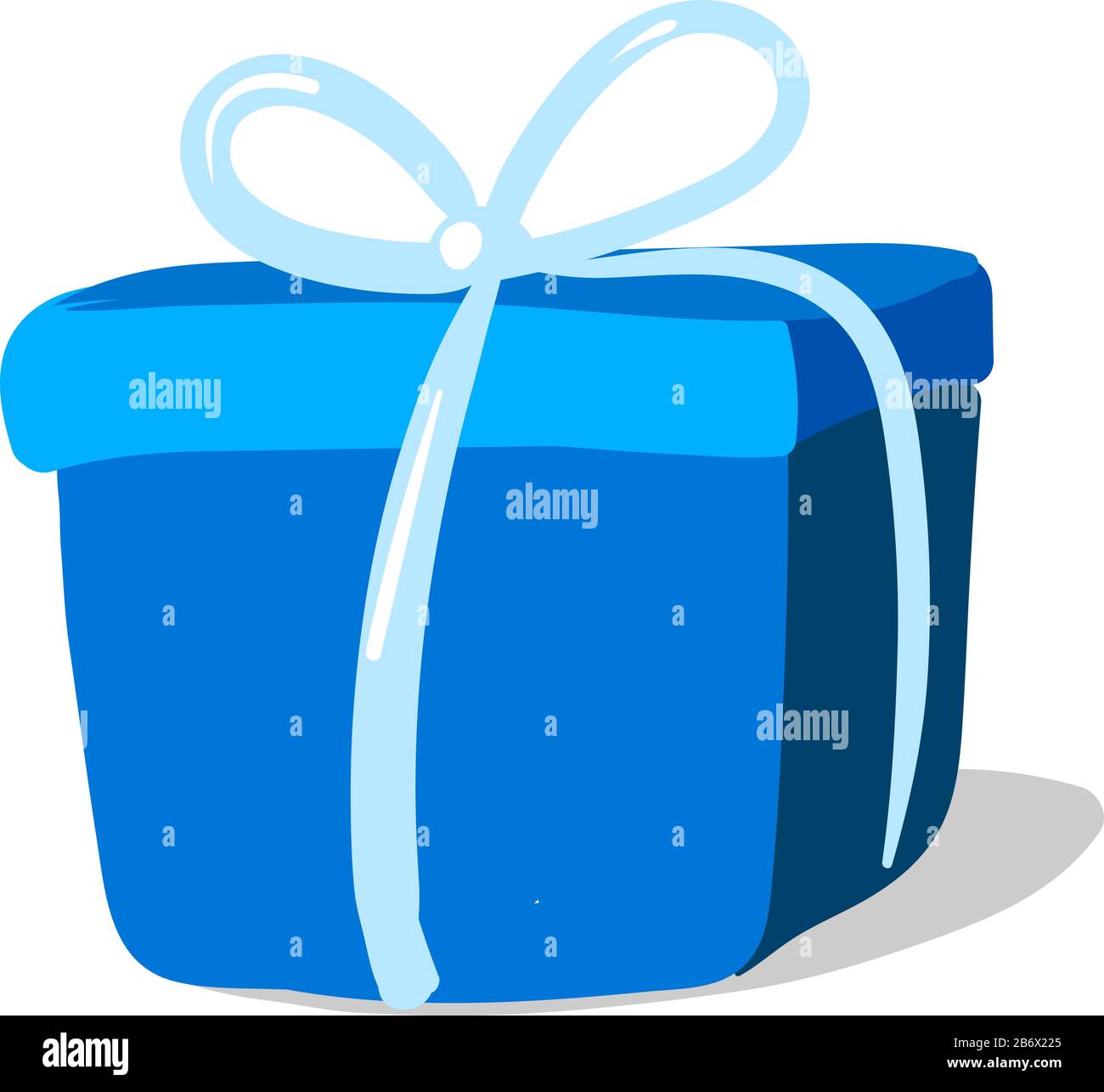 Blue birthday present, illustration, vector on white background Stock ...
