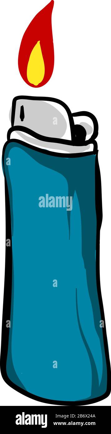 Blue lighter, illustration, vector on white background Stock Vector ...