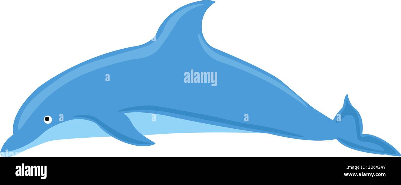 Blue dolphin, illustration, vector on white background Stock Vector ...