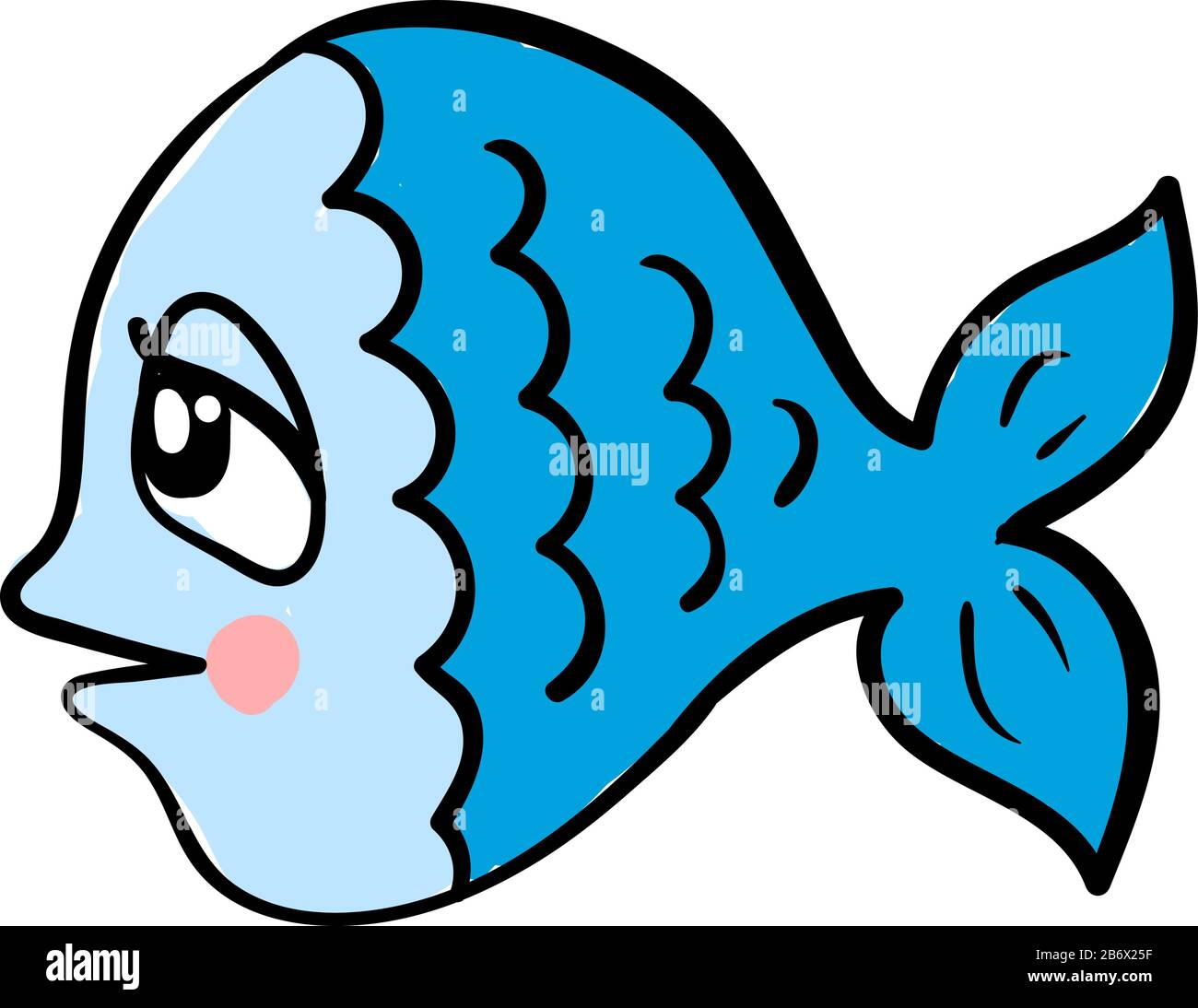 Shy blue fish, illustration, vector on white background Stock Vector ...