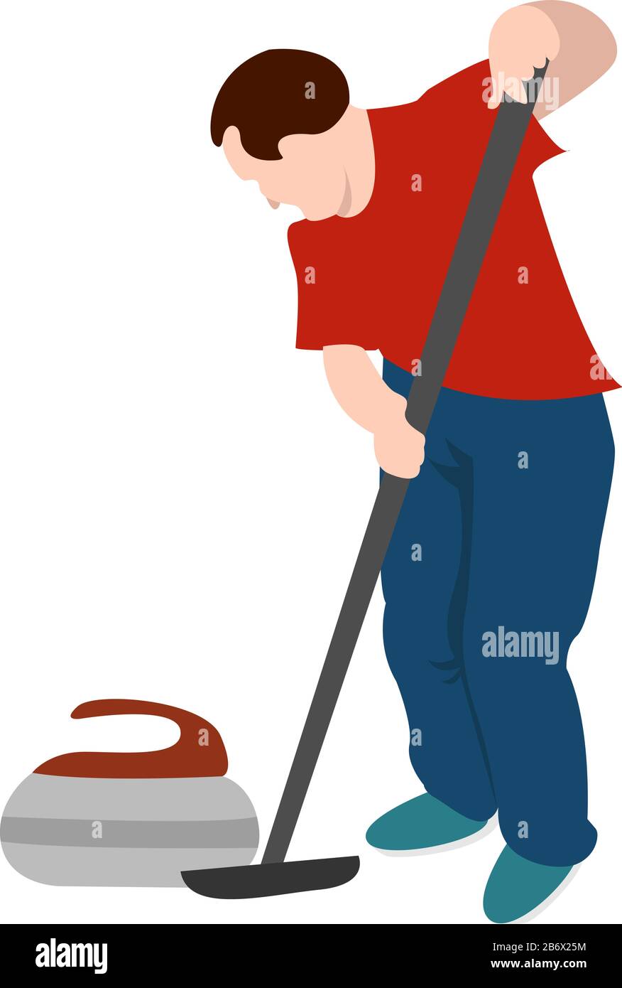 Curling player, illustration, vector on white background Stock Vector ...