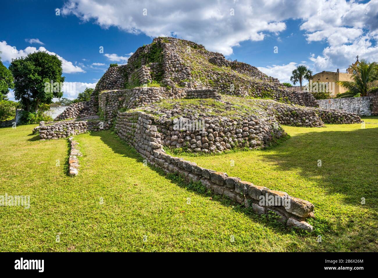 Step pyramid at Maya archaeological site in Acanceh, Yucatan state ...
