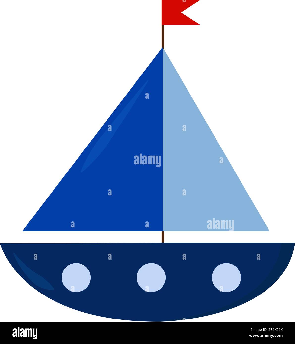 Blue small ship, illustration, vector on white background Stock Vector ...